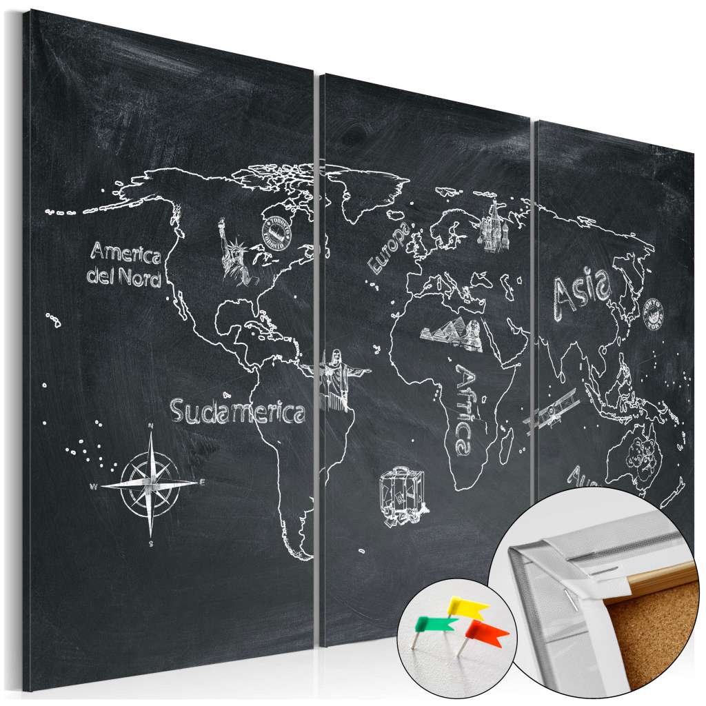 Slika na plutenoj podlozi Geography lesson [Cork Map] 60x40 | Koreqt.hr